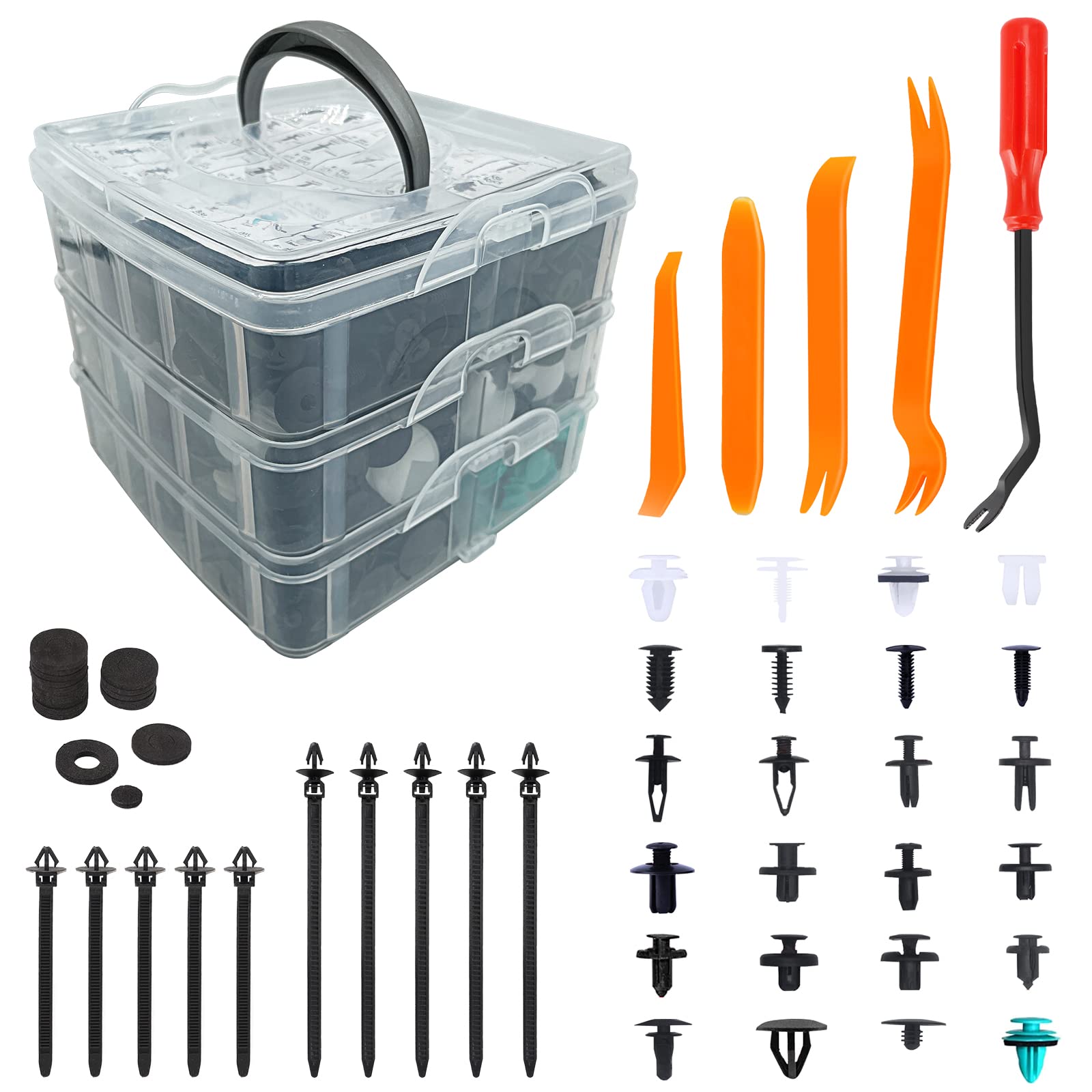 8mm Push Fit Clips AICEL 190 Pcs Bumper Retainer Clips, Car Plastic ...