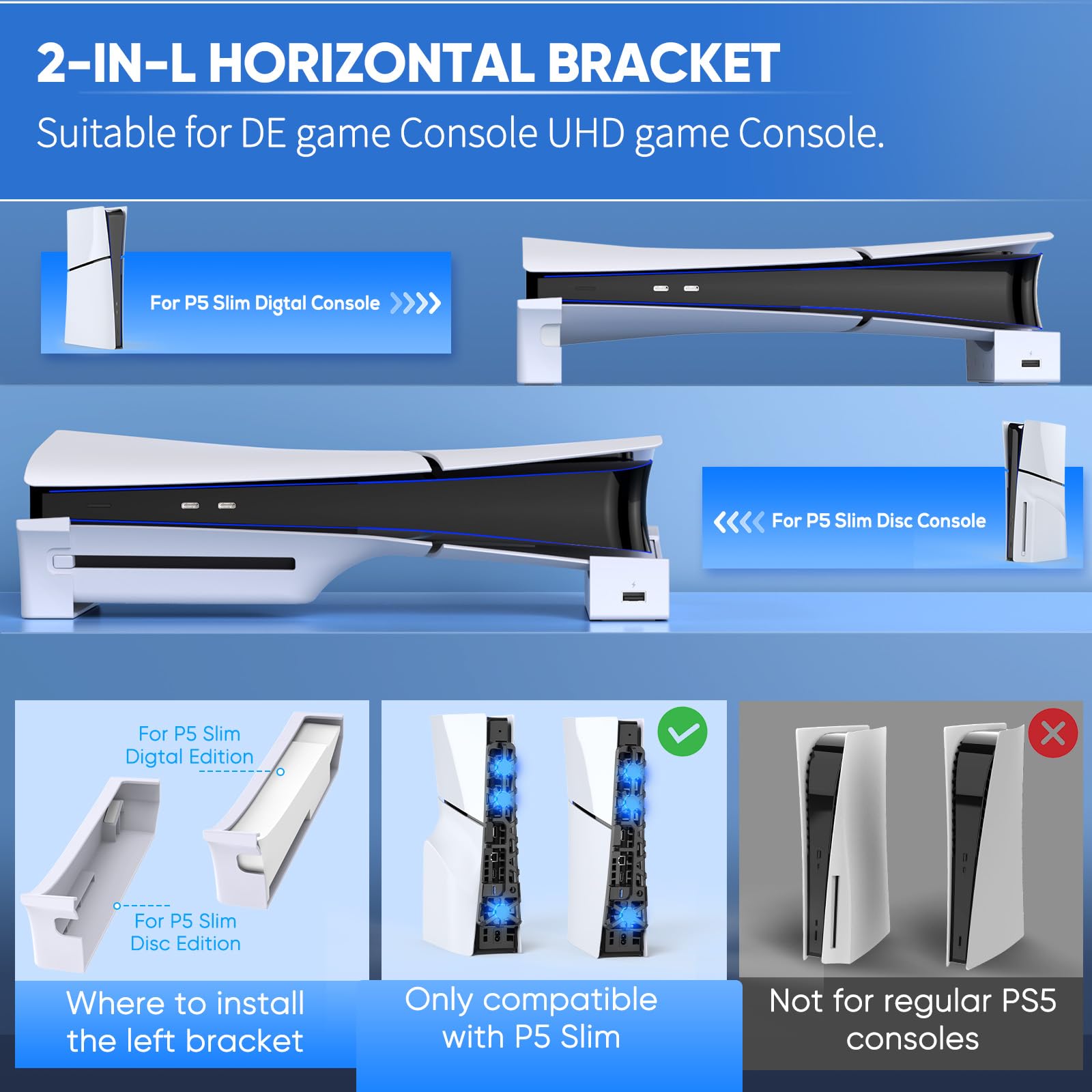 Snapklik.com : FASTSNAIL Horizontal Stand & Cooling Fan For PS5 Slim ...