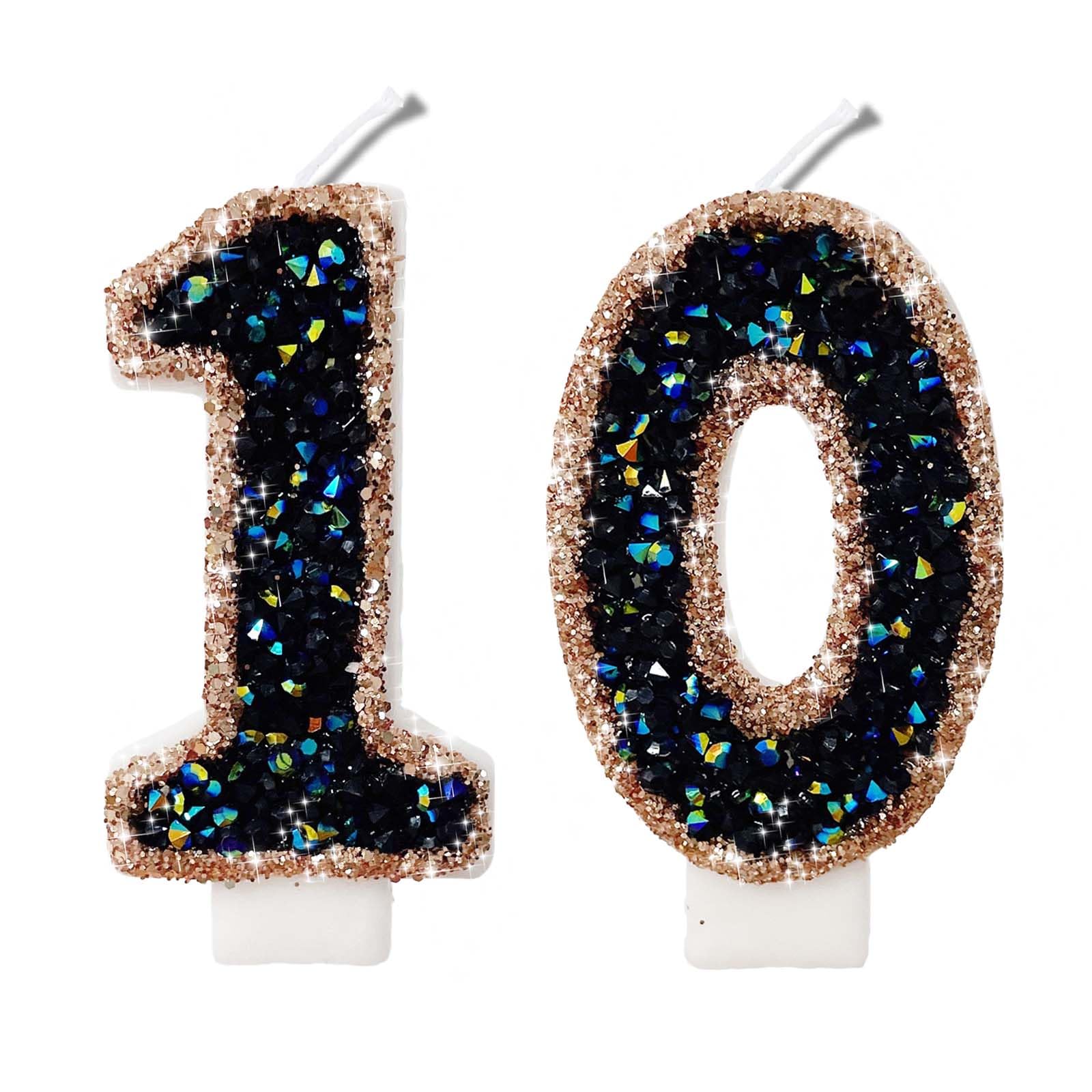 Amazon.com: 2.8" Blue Black Glitter Number Candles-Many Colors 10th ...