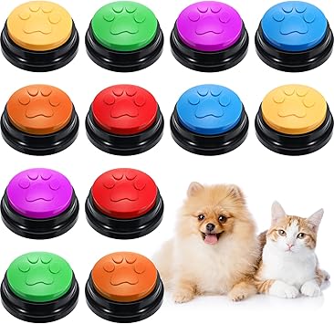 12 Pcs Talking Sound Dog Puppy Pet Starter Recordable Buttons for Dogs ...