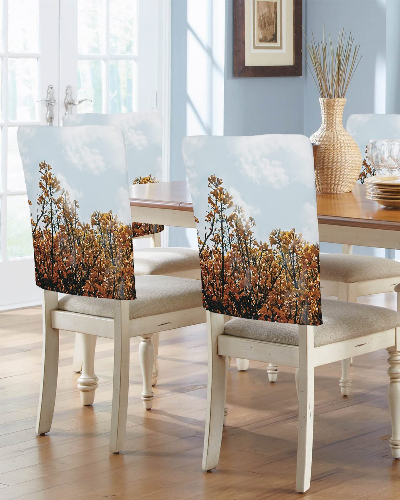 Natural White Dining Room Chair Slipcovers