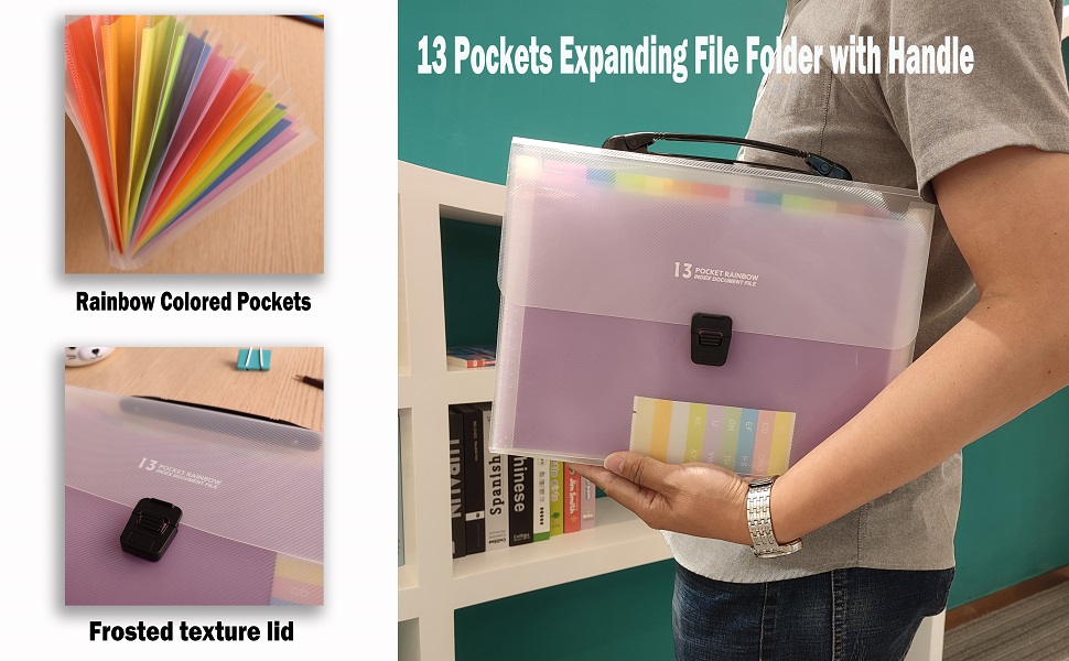 Watch File Organizer/13 Pockets Expanding File Folder with Handle on ...