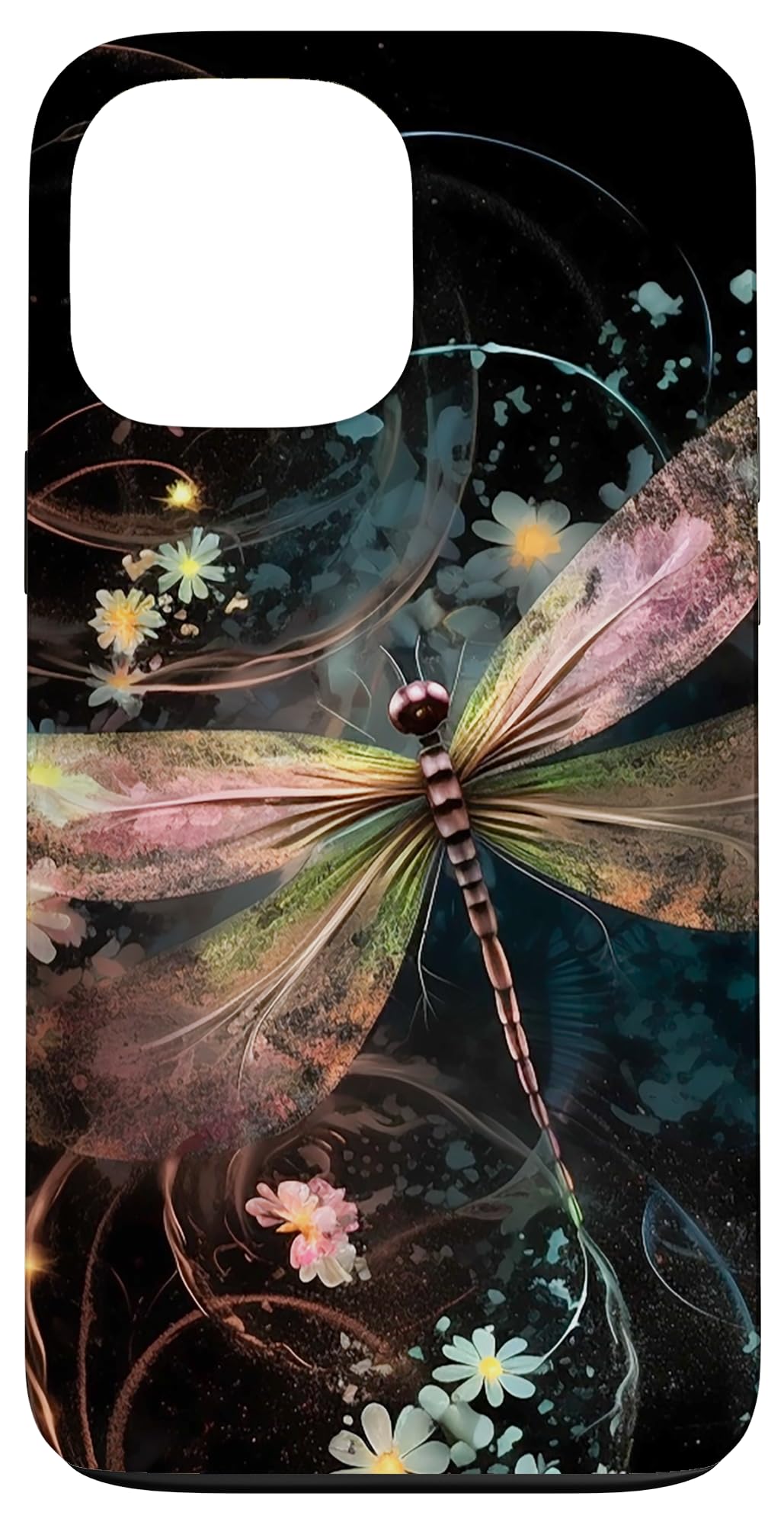 Amazon.com: iPhone 13 Pro Max Dragonfly with Flowers and Swirls ...