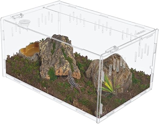 aleawol Extra Large Reptile Feeding Box 38x25x19cm, Transparent Acrylic ...