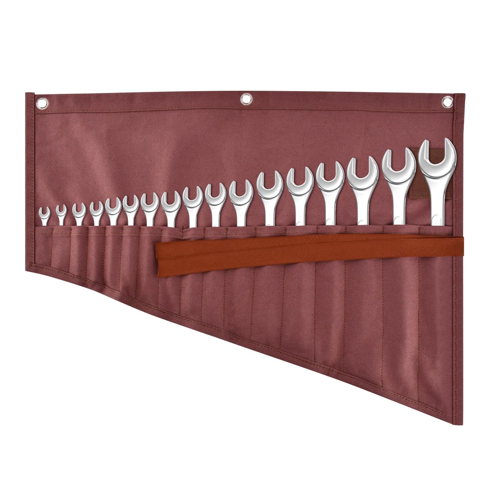 Amazon.com: EMVANV 16 Pockets Wrench Roll Organizer, Roll Up Tool Bag ...