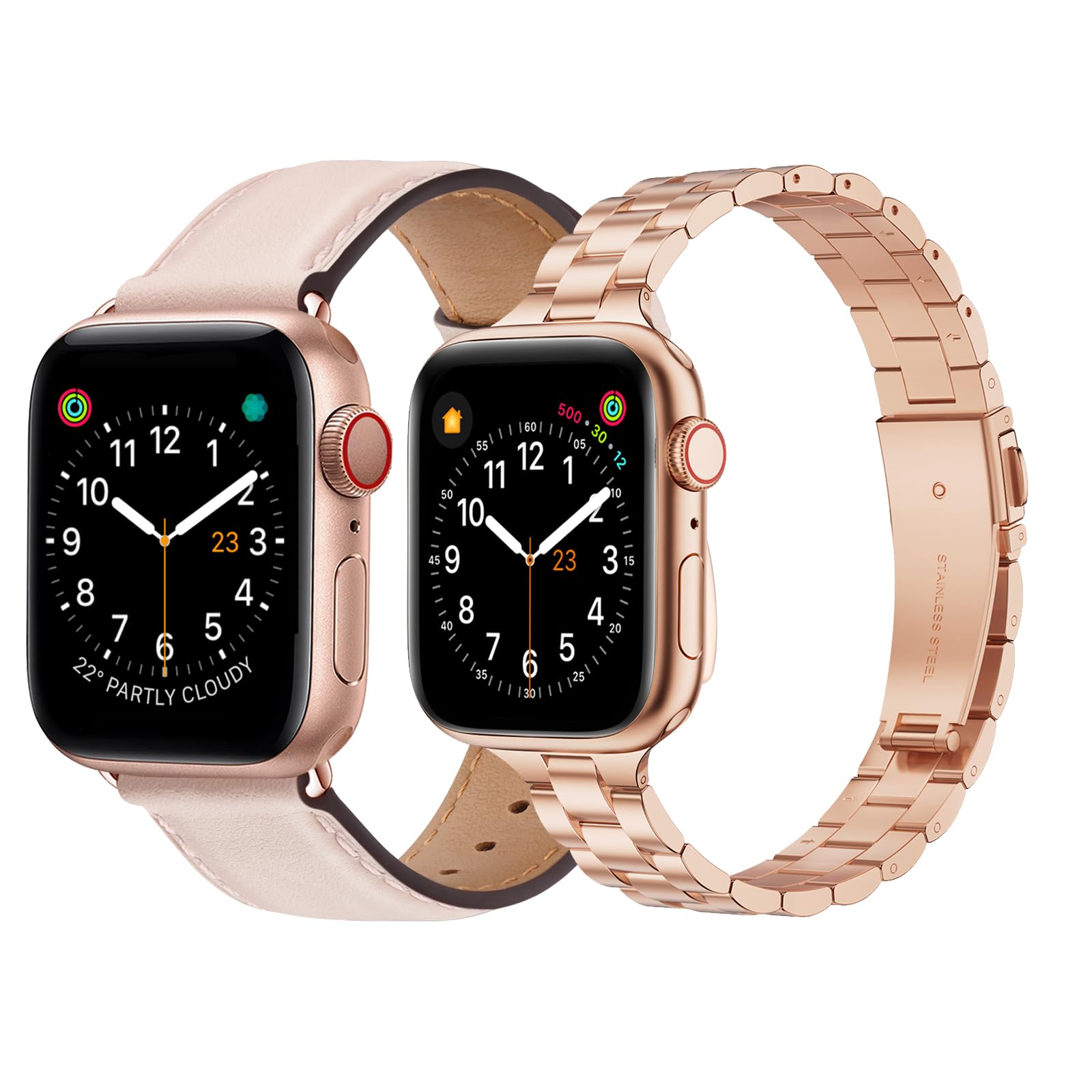 Amazon.com: OMIU Stainleess Steel iWatch Bands +Leather Apple Watch ...