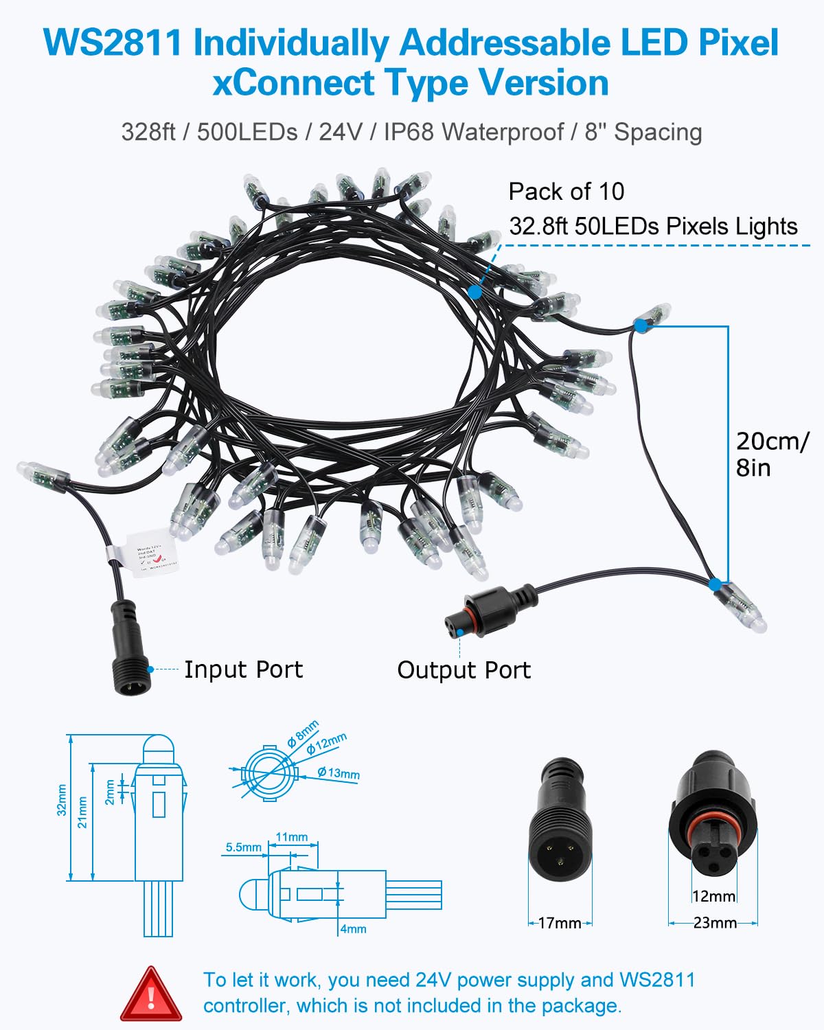 Snapklik.com : ALITOVE WS2811 Pixel Lights 24V Xconnect 500 LEDs ...