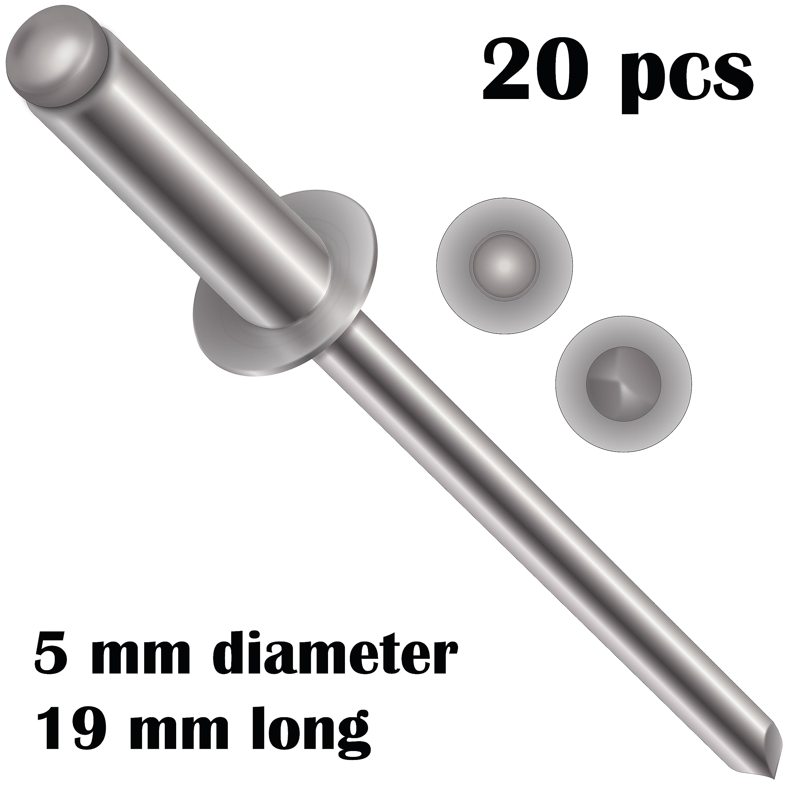 5mm x 19mm Pop Rivets Rivet with Flange Rivets (20 Pack) – Blind Rivet ...