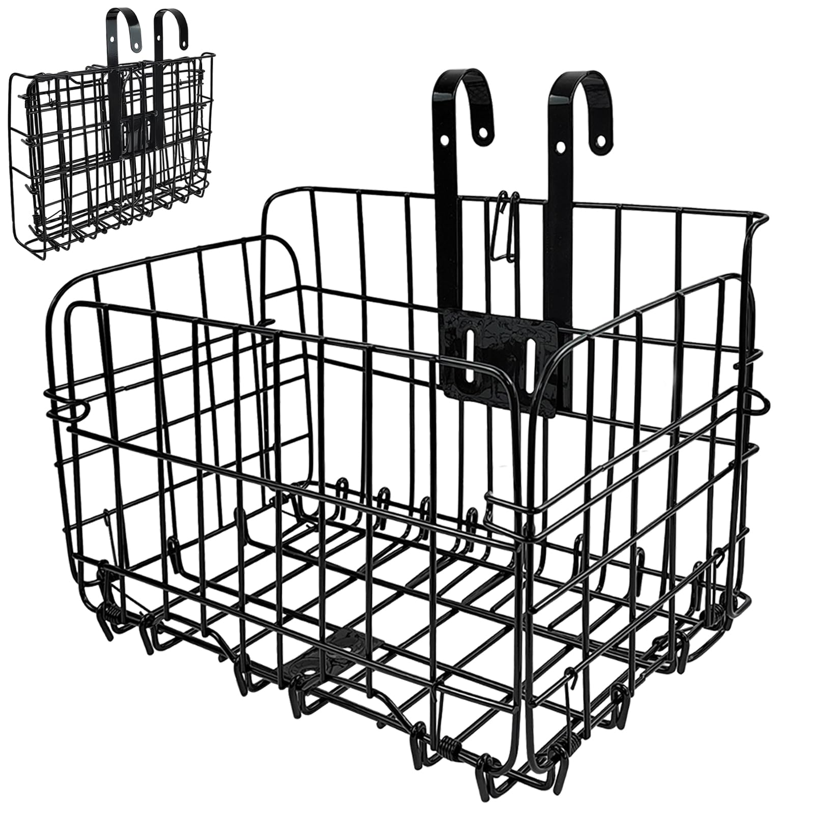 Large Front Bike Basket,12.8"x7.87"x8.66" Foldable Bike Basket with a ...