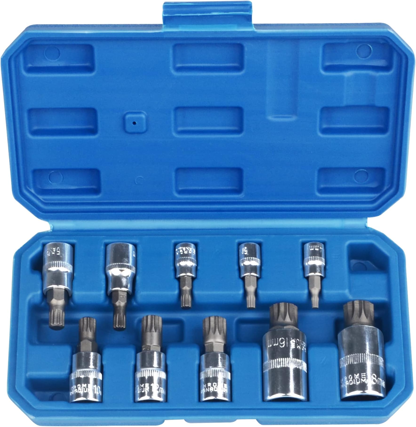 Qnkaa Spline Socket Bit Set 10pcs Square Triple Silver M4 - M18 ...