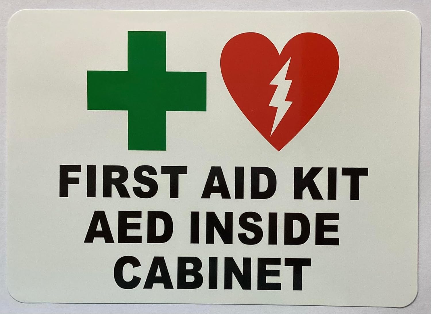 Amazon.com: 5 PACK -FIRST AID AED INSIDE CABINET Decal/STICKER (PVC ...