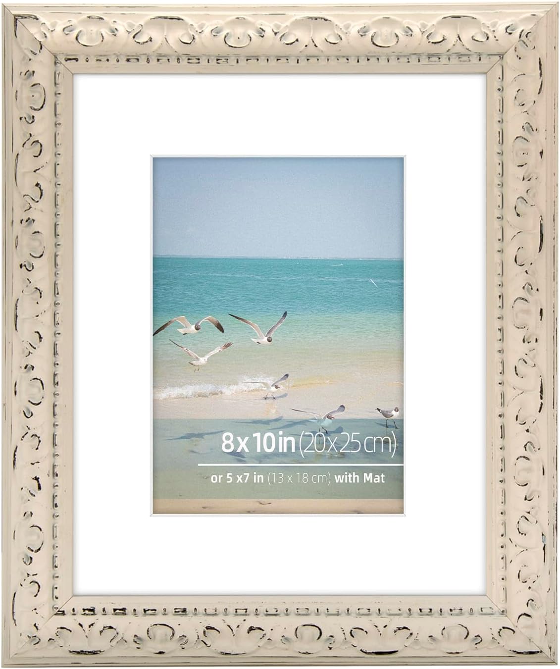 WYNCO 8x10 inch Distressed Wood Off-white Vintage Antique Retro Picture ...