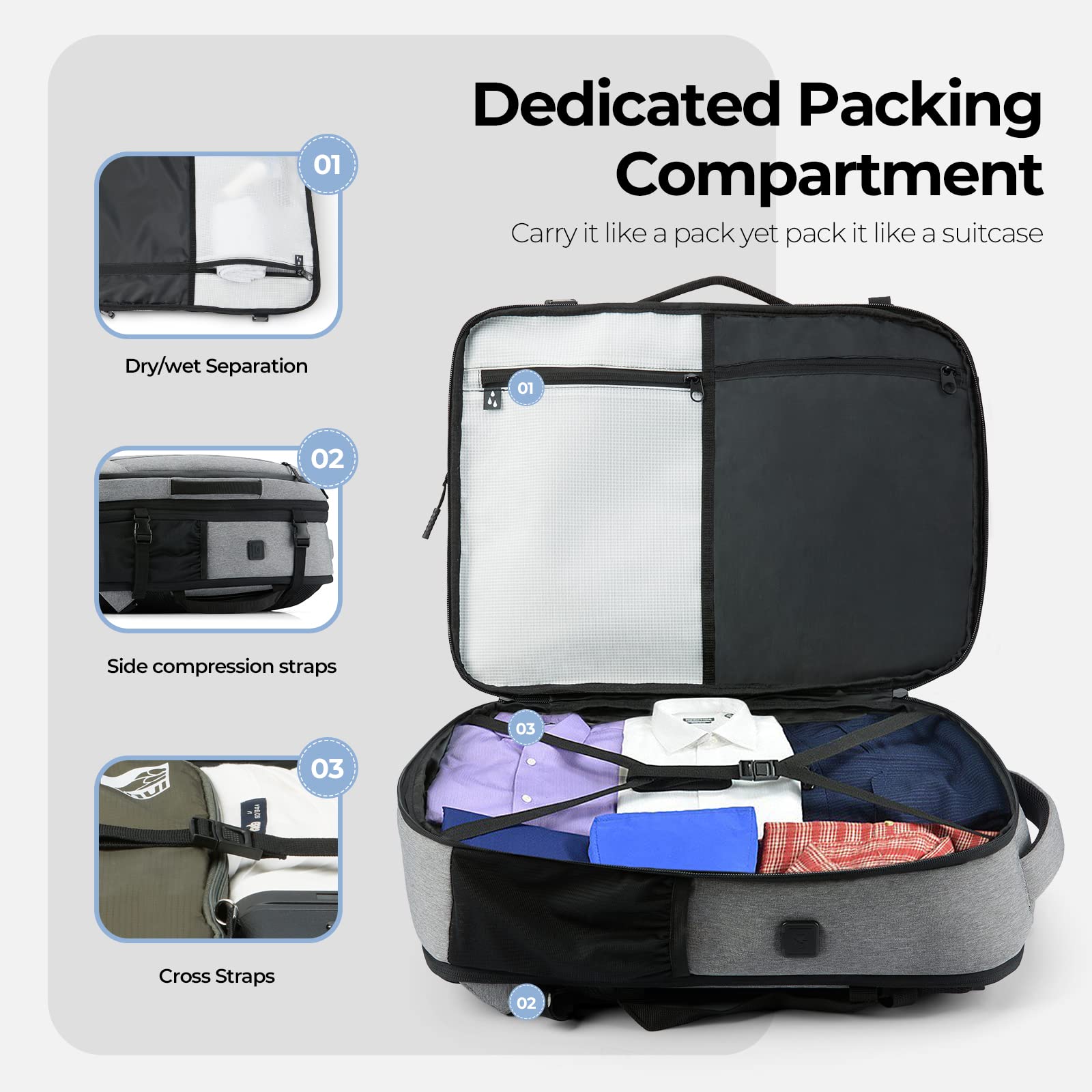 Travel Backpack for Men Women with Detachable Laptop Bag - Expanable ...