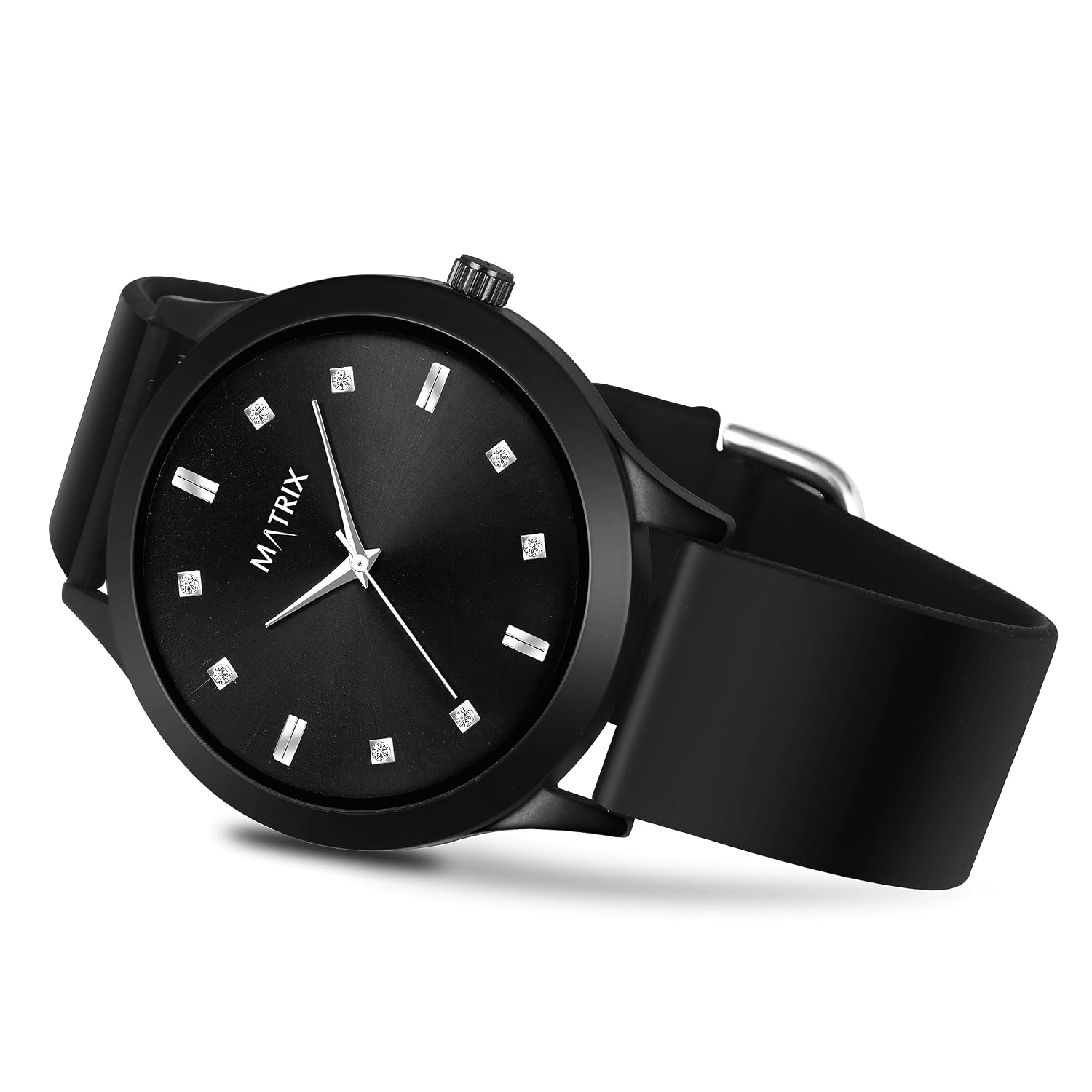 Matrix Dope Stone Studded Black Dial with Softest Silicone Strap Analog ...