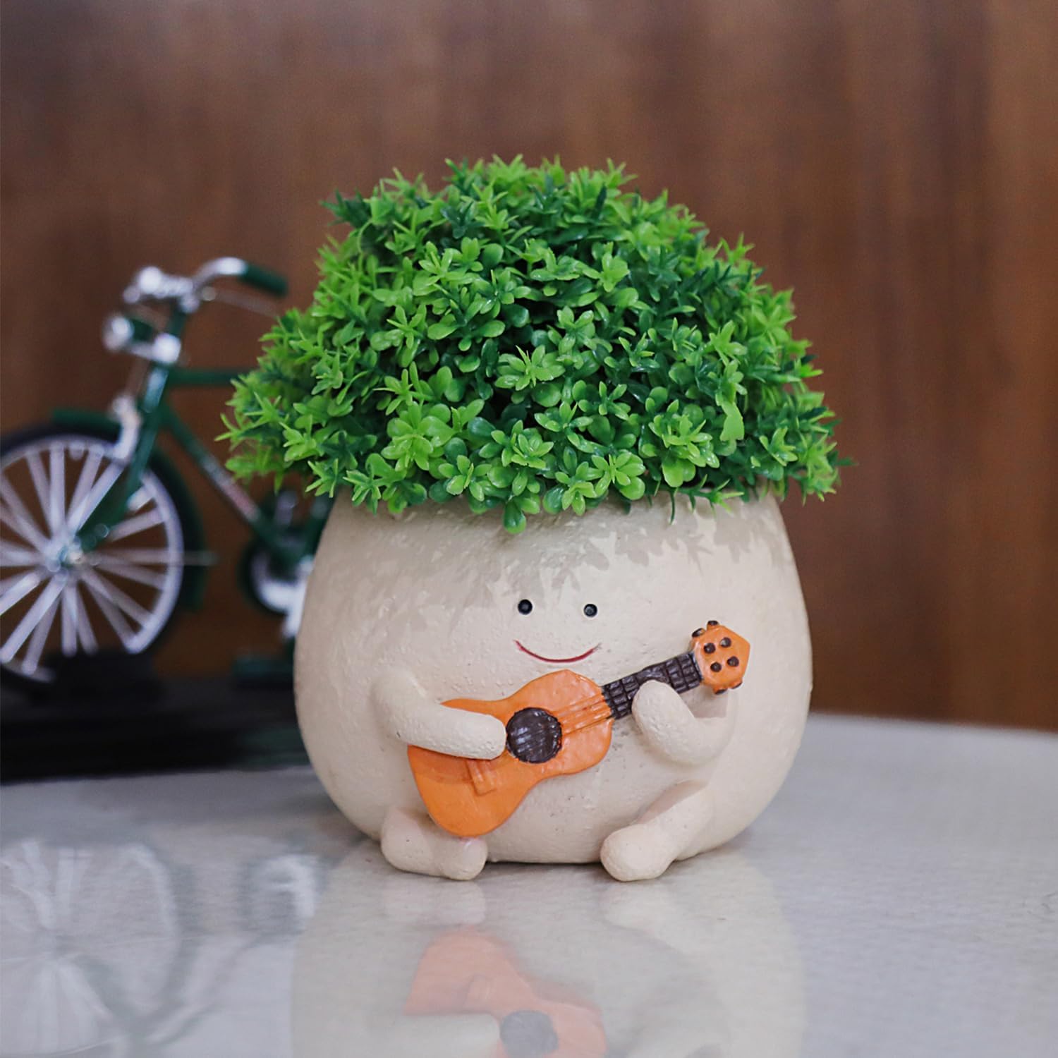 Amazon.com: NINIPAPA Smiley Face Plant Pot Cute Guitar Planter with ...