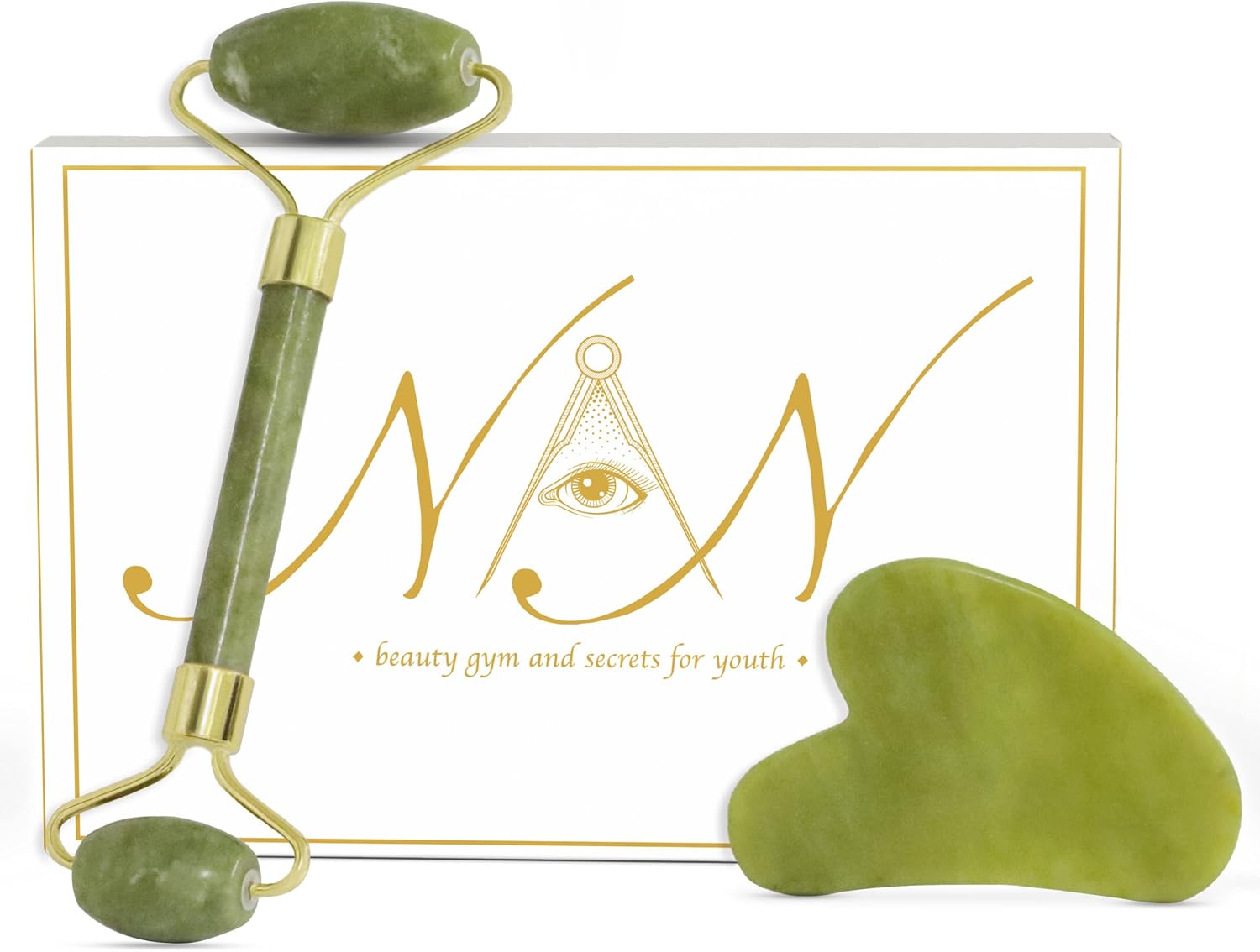 New Age – Juego de rodillos de jade Gua Sha para eliminar la hinchazón ...