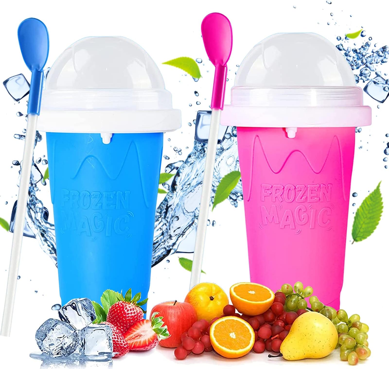 Amazon.com: AURASEASON Slushie Maker Cup 2 Pack, Quick Frozen Magic ...