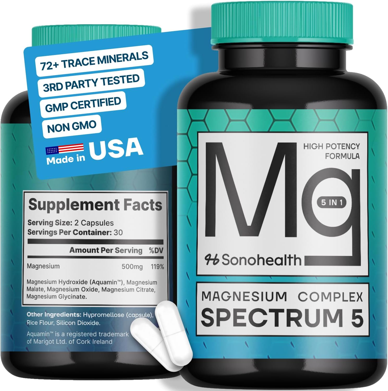 Amazon.com: Spectrum 5 Magnesium | 5-in-1 Complex + 72 Trace Minerals ...