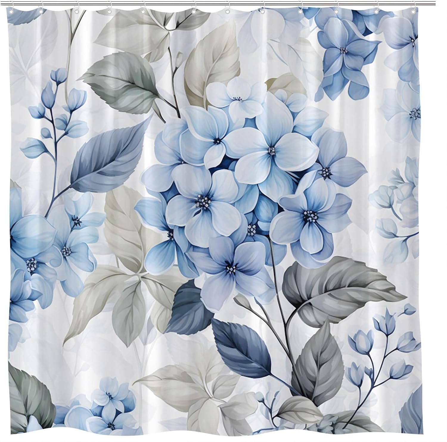Amazon.com: RJSMRJ Hydrangea Flower Shower Curtain Blue Floral Blossom ...