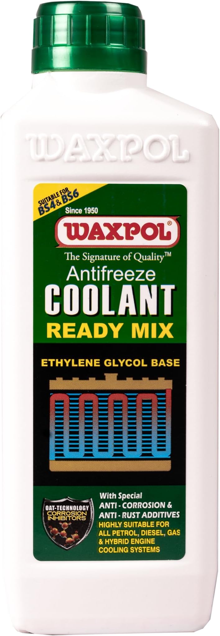 Waxpol Ready Mix Coolant - 1L for All Petrol, Diesel, and CNG Vehicles ...