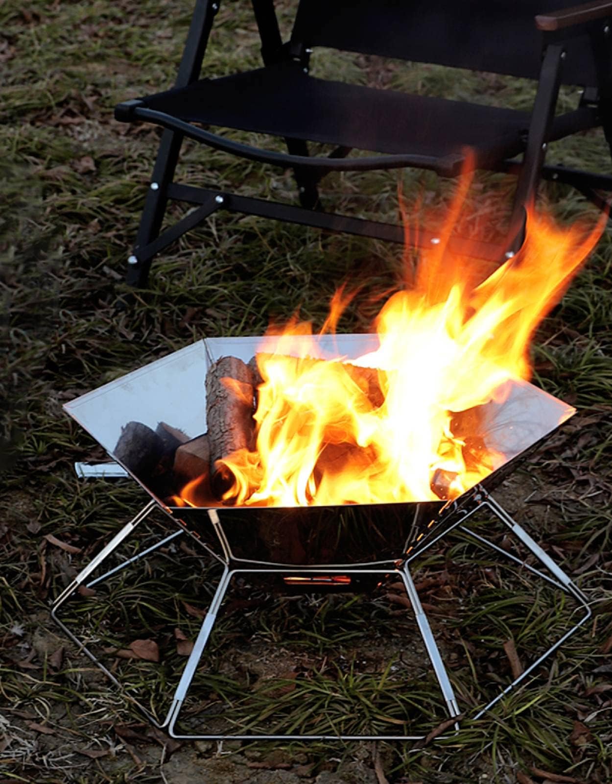 Odoland Foyer de camping portable 2 en 1 avec grille de cuisson ...
