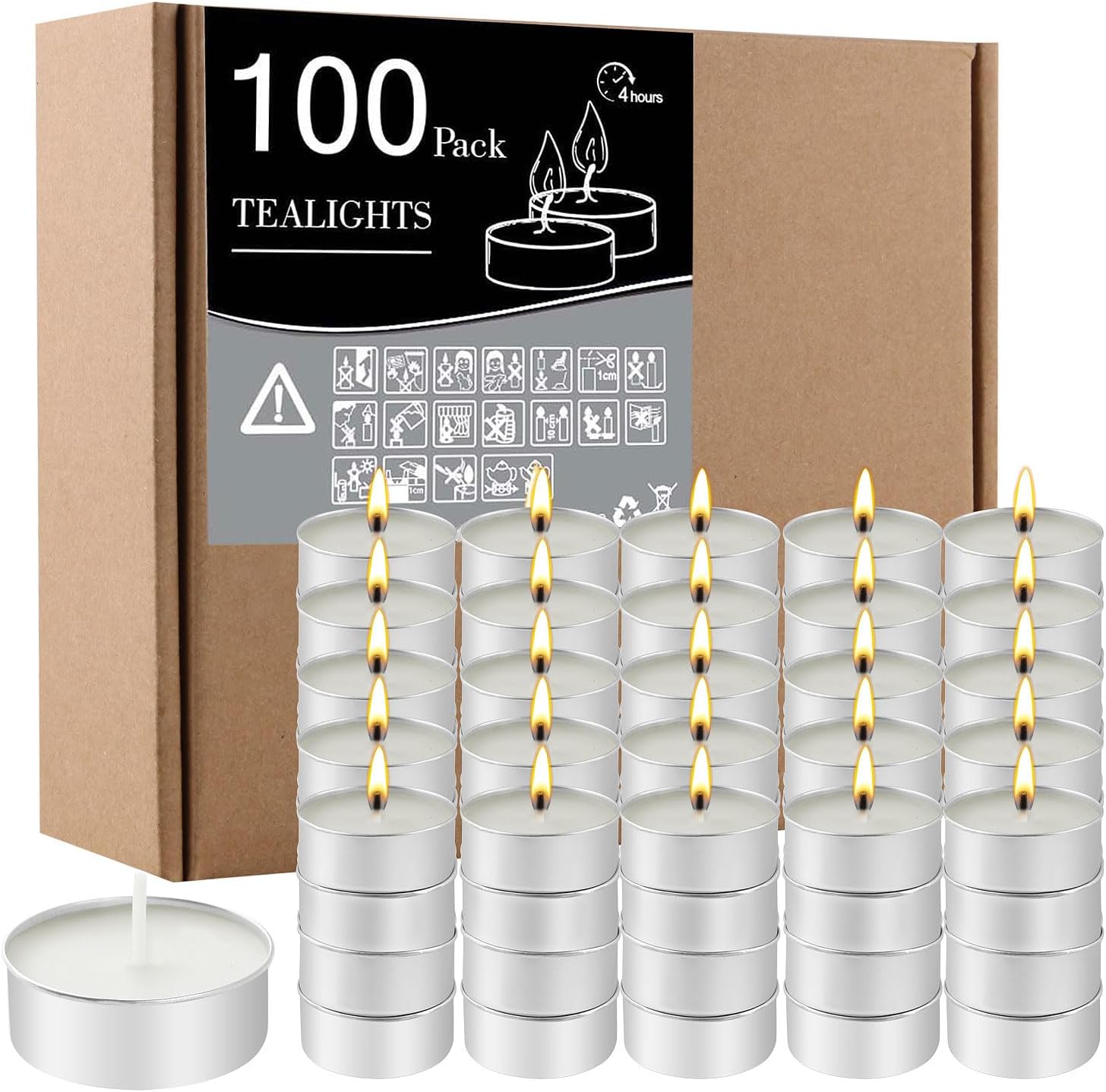 Ikea Glimma 500.979.95 - Velas de té sin perfume, color blanco, 100 ...