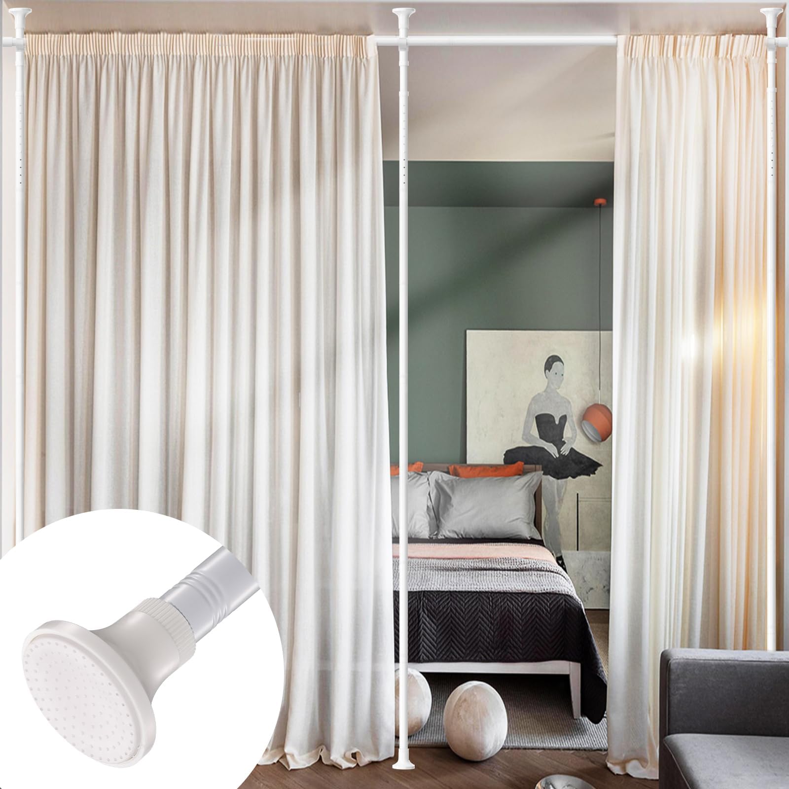Amazon.com: Room Divider Curtain Rod - 4-10ft(H) 28-171inch(W) No ...