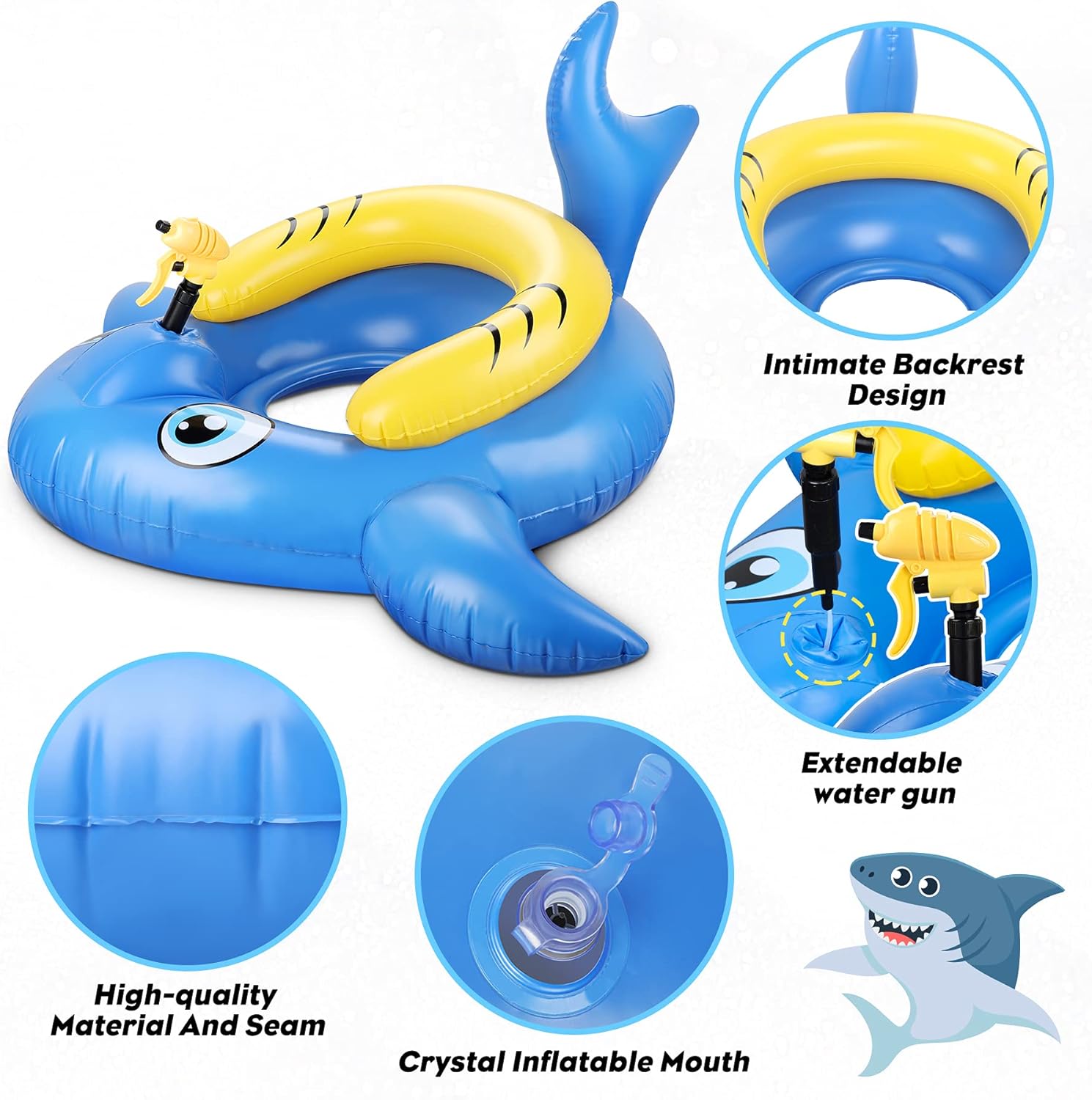 LETOMY Inflatable Pool Float,Shark Summer Pool Floats with Water Gun ...