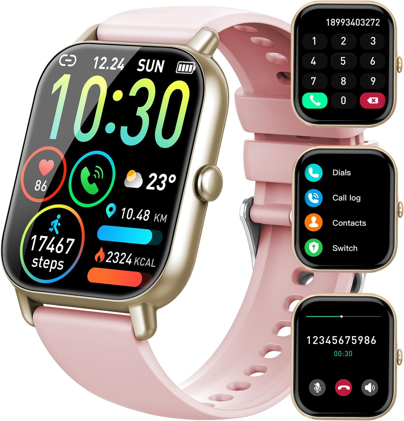 AcclaFit Smartwatch Damen Herren mit Bluetooth Anrufe, 1,85 Zoll Smart ...