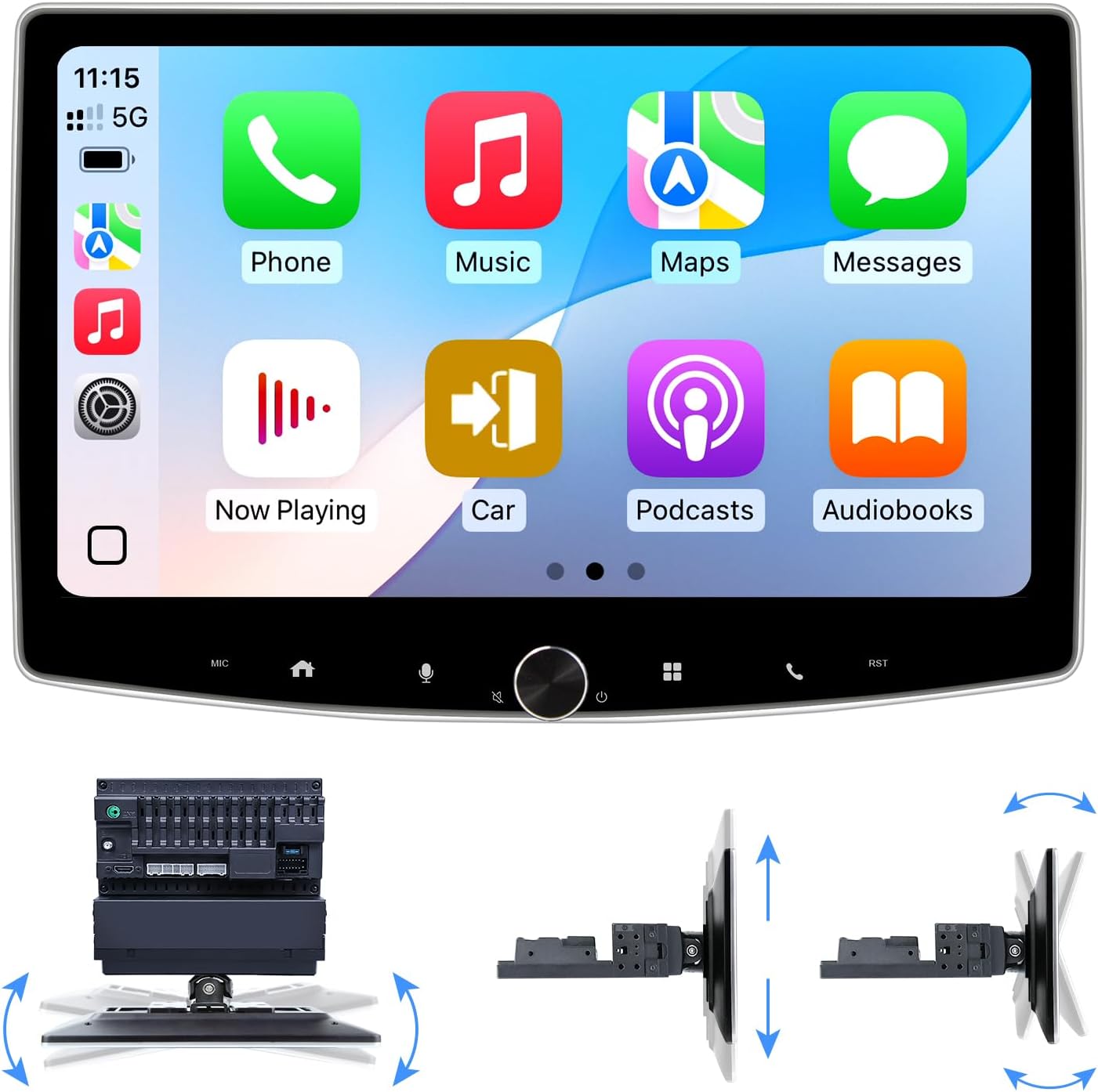 Amazon.com: 10 Inch Single Din Car Radio Stereo with Wireles CarPlay ...