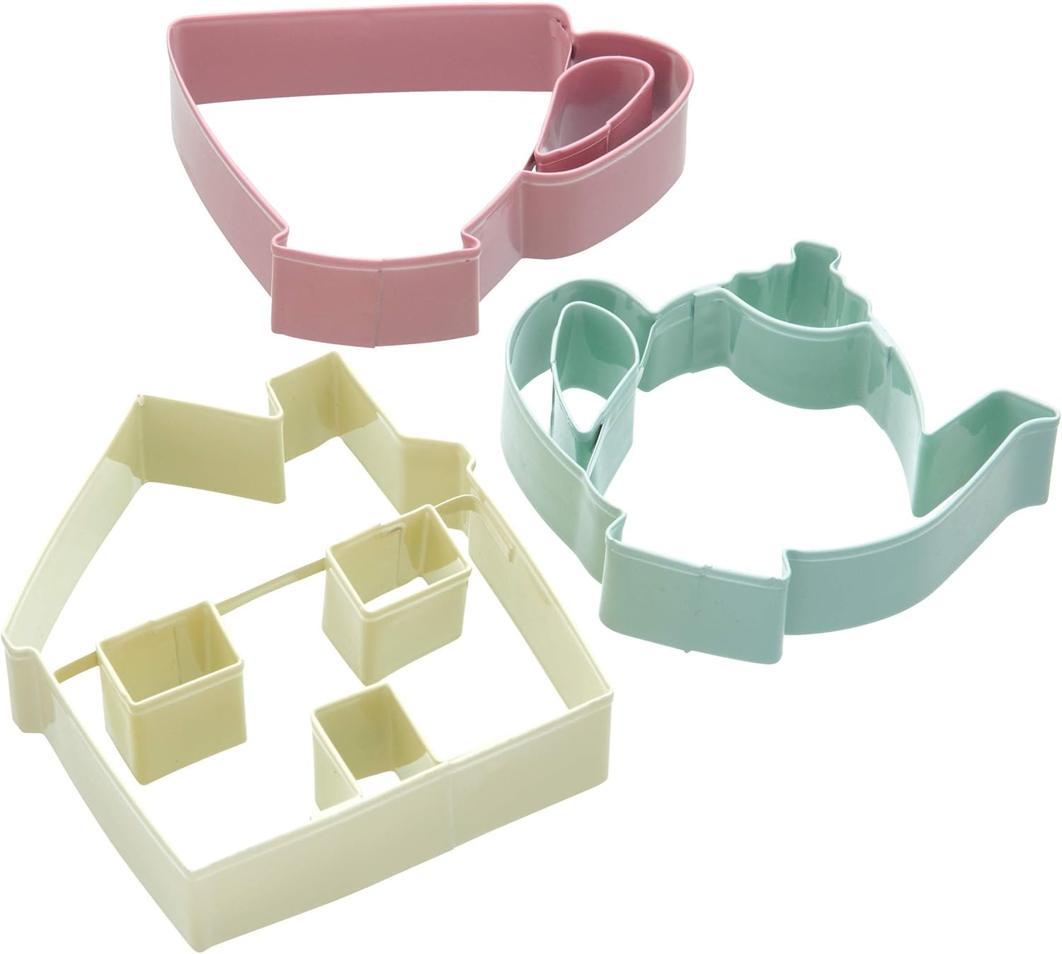 Amazon.com: Kitchen Craft Set Of 3 Tea Party Patterned cookie cutters ...