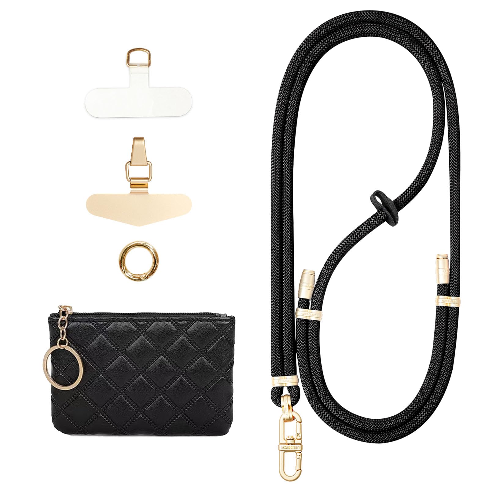 Amazon.com: Phone Lanyard Crossbody Strap with Leather Zipper Pouch Bag ...