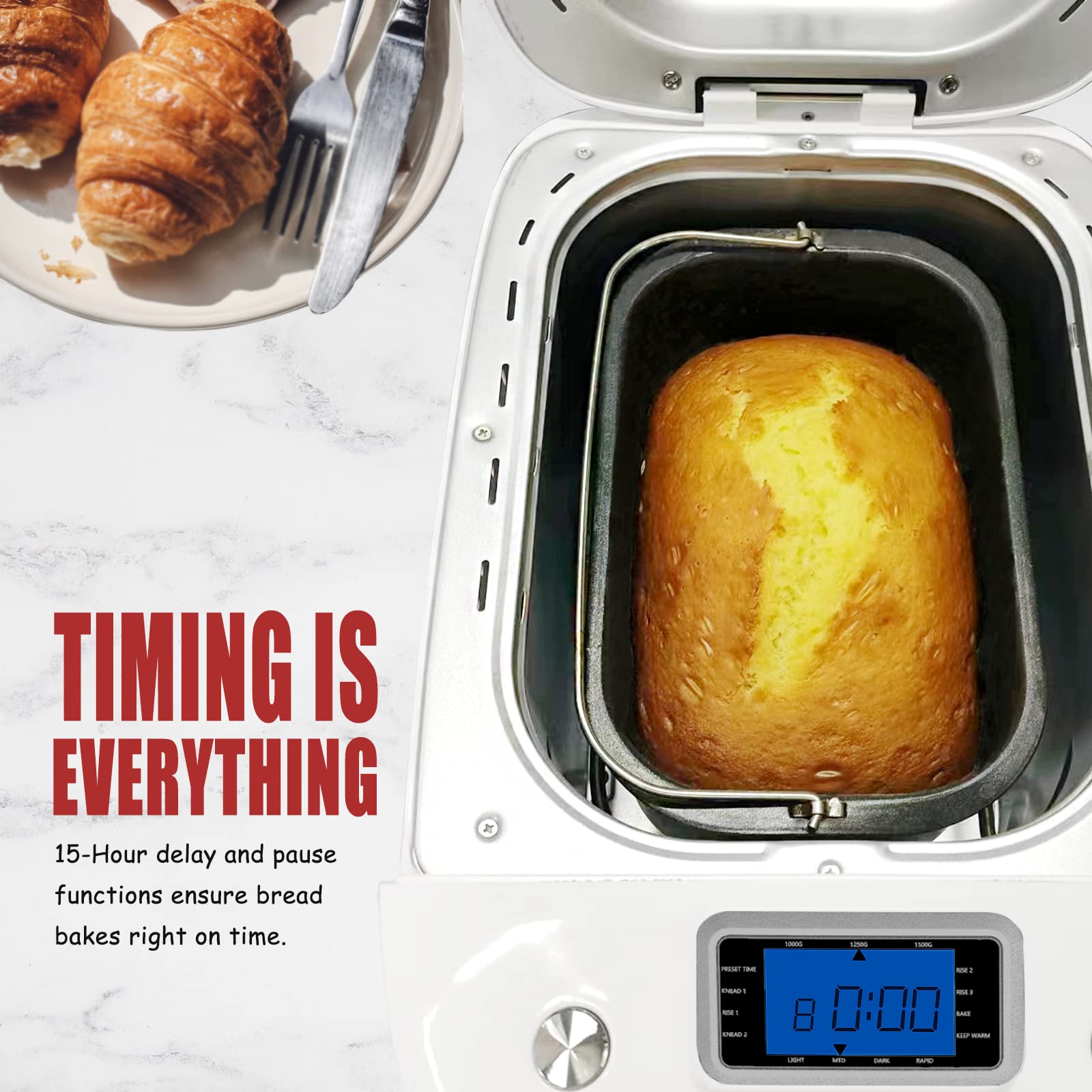 Davivy Bread Maker Machine 3LB with 2 Dough Kneading Paddle Dough Maker ...