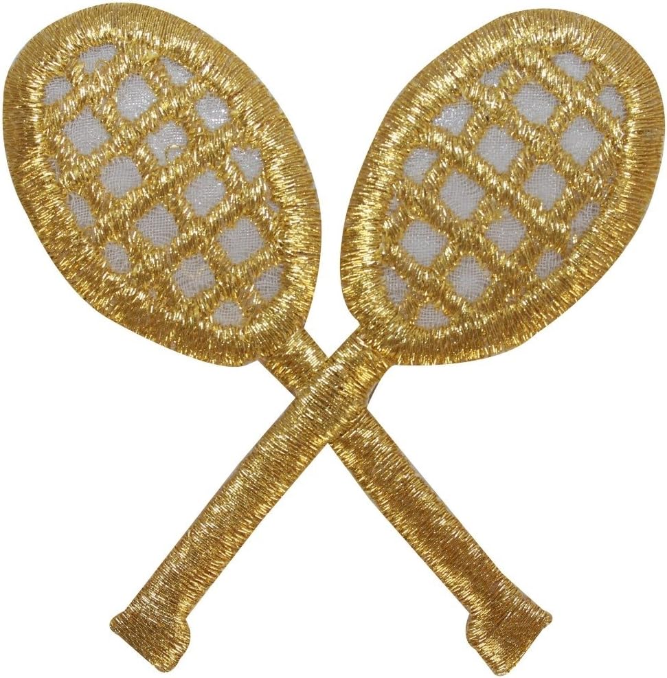 Amazon.com: ID 1588A Gold Crossed Tennis Racket Patch Racquet ...