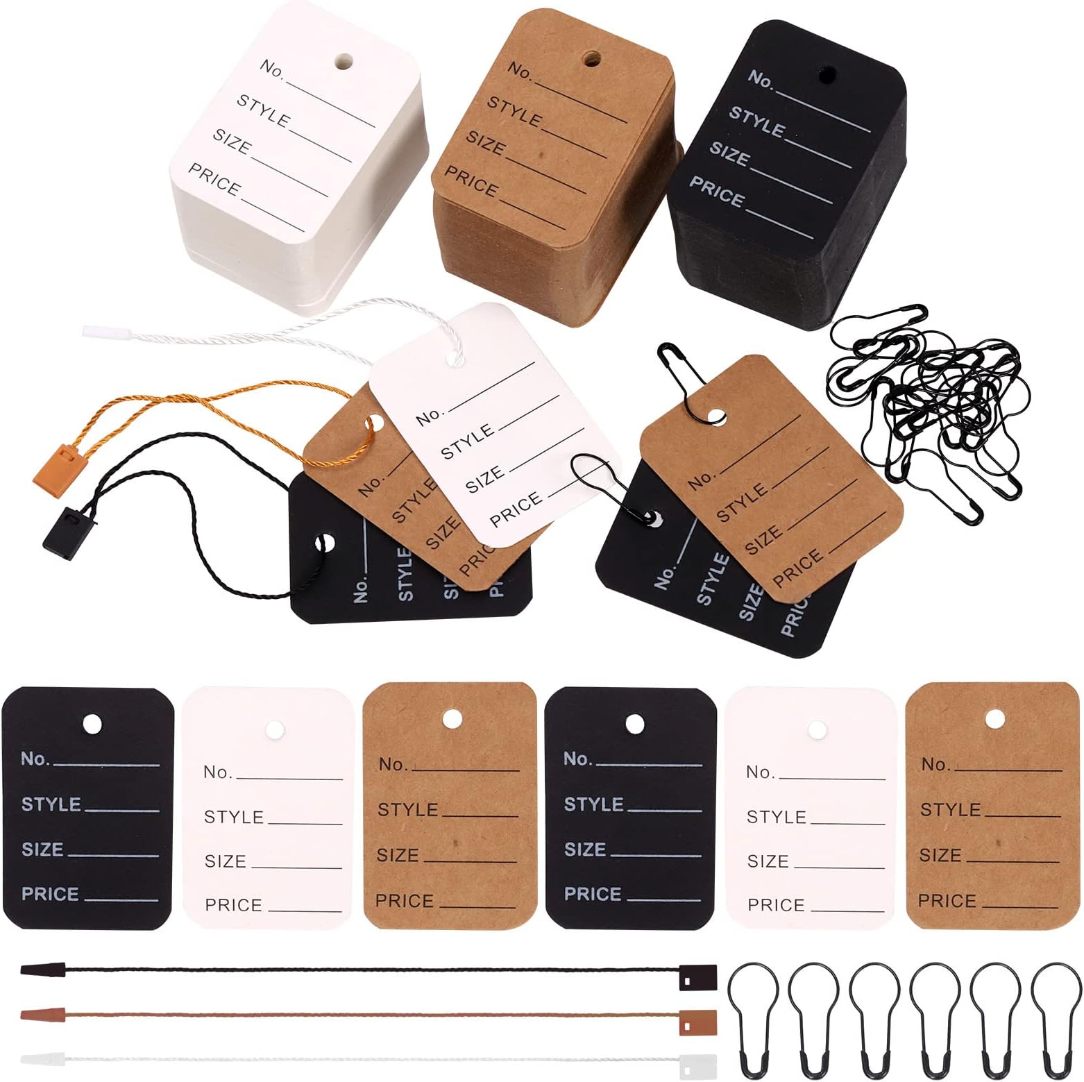 Amazon.com : 100 Booth Hang Tags 2-Part & 100 Cut Strings for Crafts ...