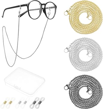 3 PCS Eyeglass Chains for Women, Stainless Steel Eyeglass Holder Chain Eyeglass Chain for Men ...
