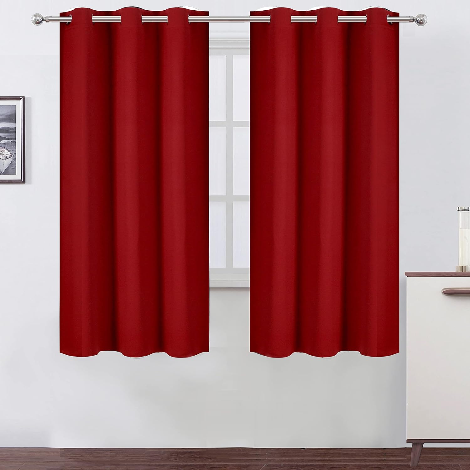 Amazon.com: LEMOMO Red Bedroom Blackout Curtains/38 x 63 Inch Long/Set ...
