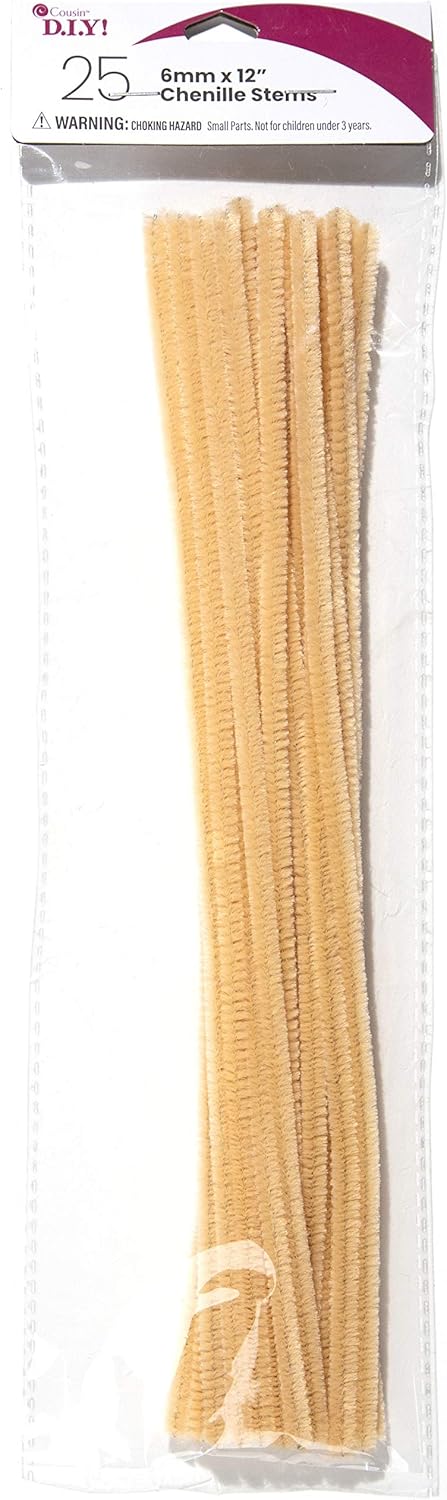 Amazon.com: Cousin DIY Beige Chenille Pipe Cleaners, 6mm x 12 inch, 25 ...