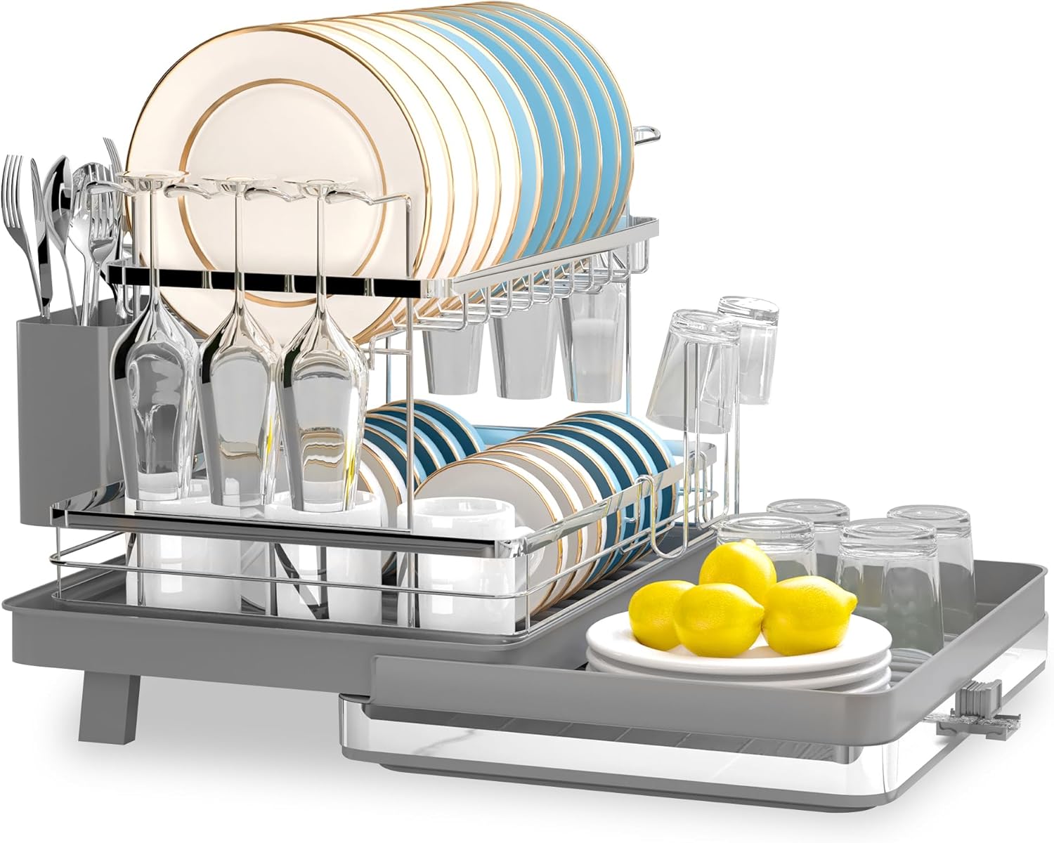 Amazon.com - SUSTEAS Dish Drying Rack-Expandable,2 Tier Dish Drying Rack for Kitchen Counter ...