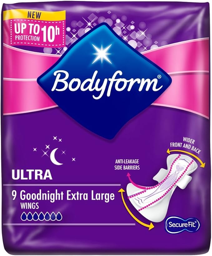 Bodyform Ultra Goodnight Extra Large Wings, 9 each : Amazon.co.uk ...