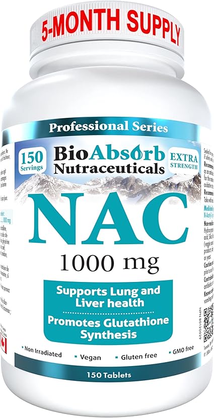 NAC Supplement 1000mg. 150-Day Supply of N Acetyl Cysteine. Promotes ...