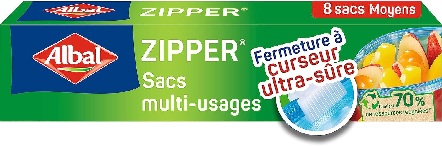 Albal - 8 Sacs multi-usages Zipper - Moyen Modèle 3L - Pour conserver ...