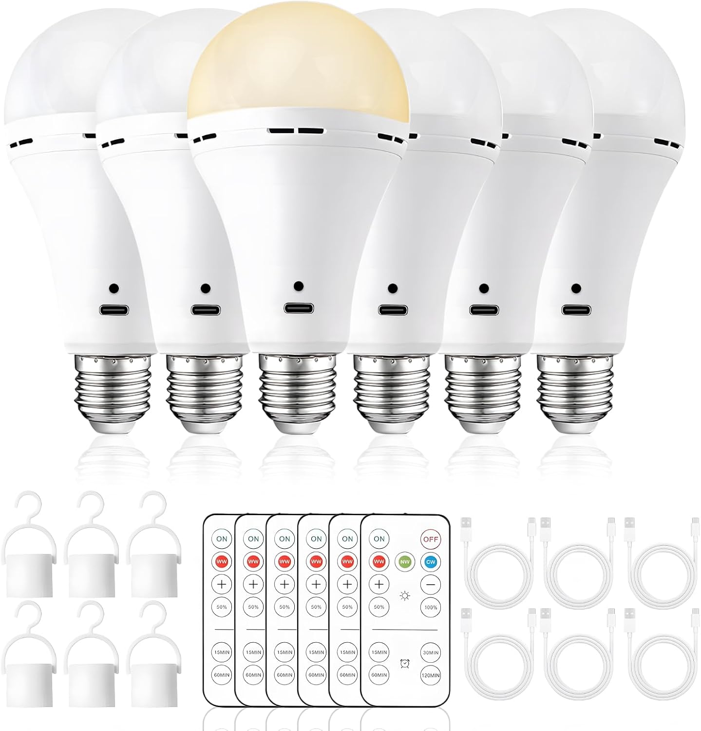 Scheinenda USB Rechargeable Light Bulbs with Remote and Timer, 3 Color ...