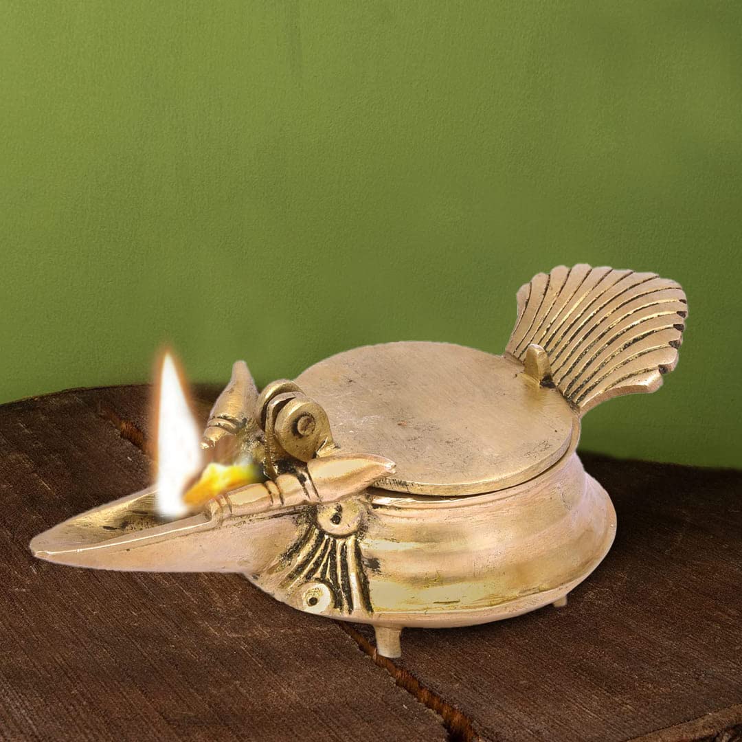 Buy The Advitya Brass Chirag Diya | Brass Chirag Oil Lamp for Puja (H 1 ...