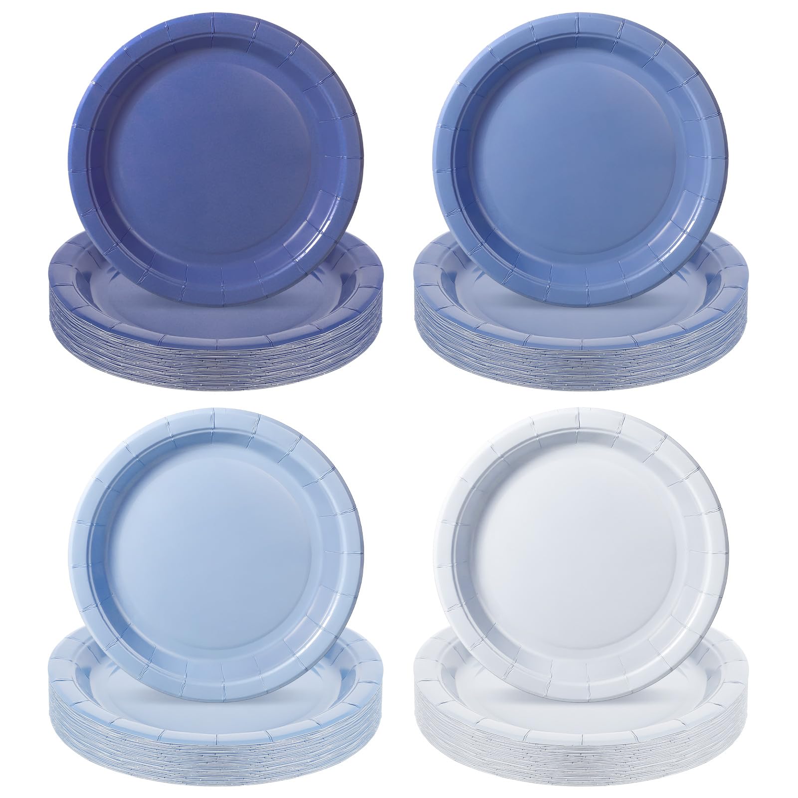 Amazon.com: Xiangqu 120 Pcs Dusty Blue Paper Plates,9 inch Gradient ...