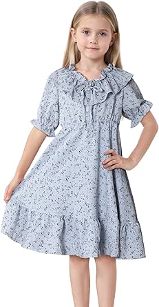 Amazon.com: Zando Girls Floral Dress | Casual Ruffle Puff Sleeve Summer ...