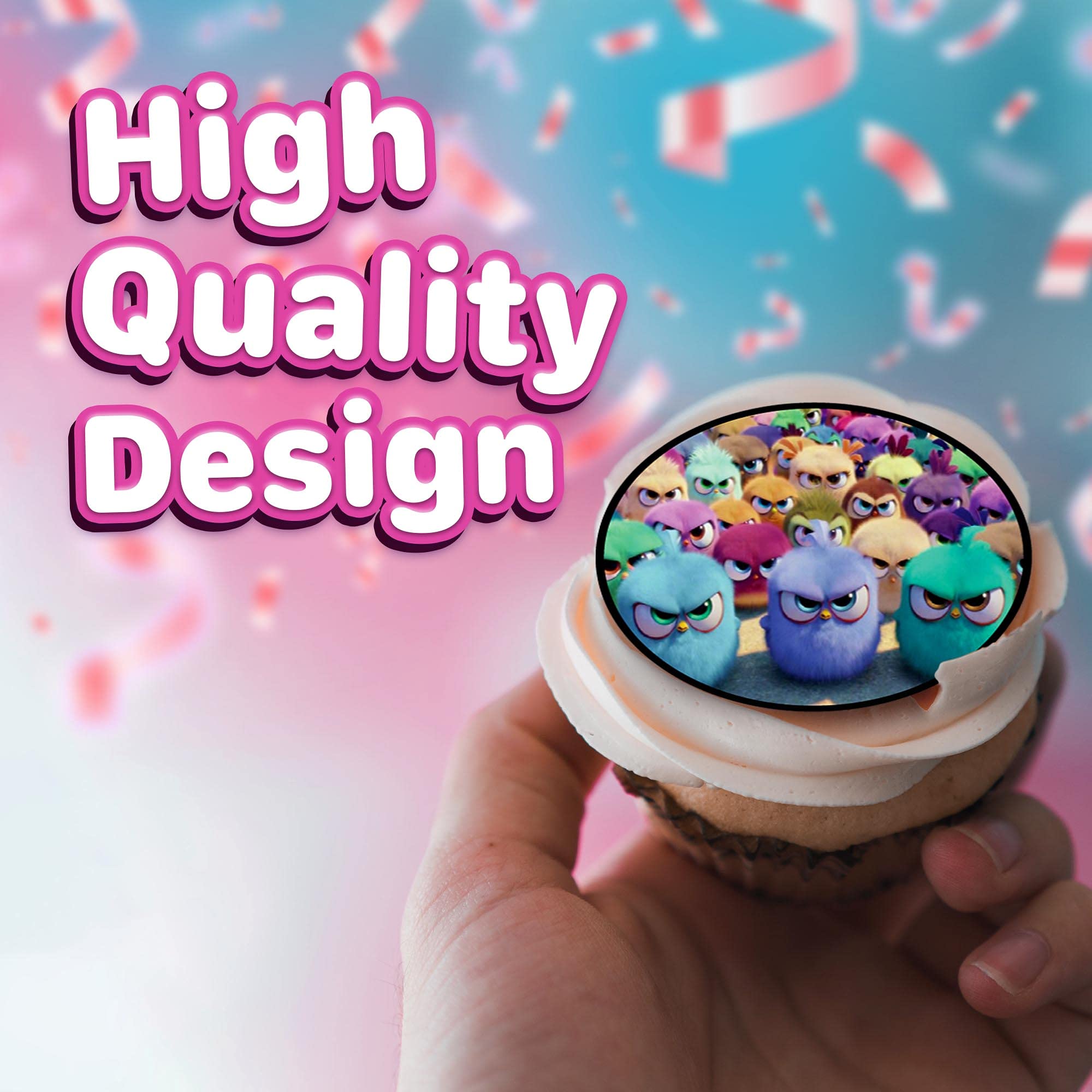 30 X Edible Cupcake Toppers Themed Of Angry Birds Collection Of Edible 30-x-edible-cupcake-toppers-themed-of-angry-birds-collection-of-edible