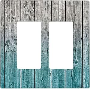 Blue Wood Grain 2 Gang Double Rocker/Light Switch Cover Rustic ...