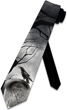 Amazon.com: Three Rooker Halloween Ties Mens Tombstone Necktie Crow Tie ...