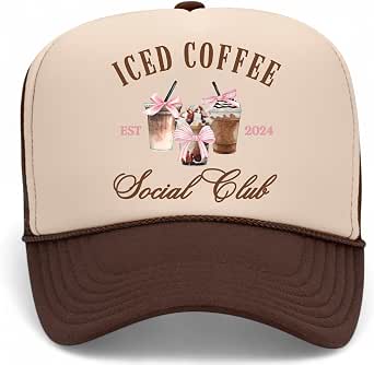 Iced Coffee Social Club Trucker Hat | Espresso Mocha Frap Girly Funny ...